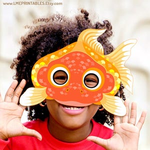 Goldfish Printable Mask Animal Costume Pool Party Favor Paper Fish Pet ...