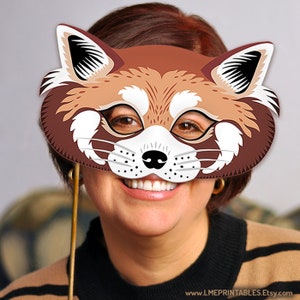 Red Panda Mask Printable Carnival Costume Asian Animal Paper Mask Party ...