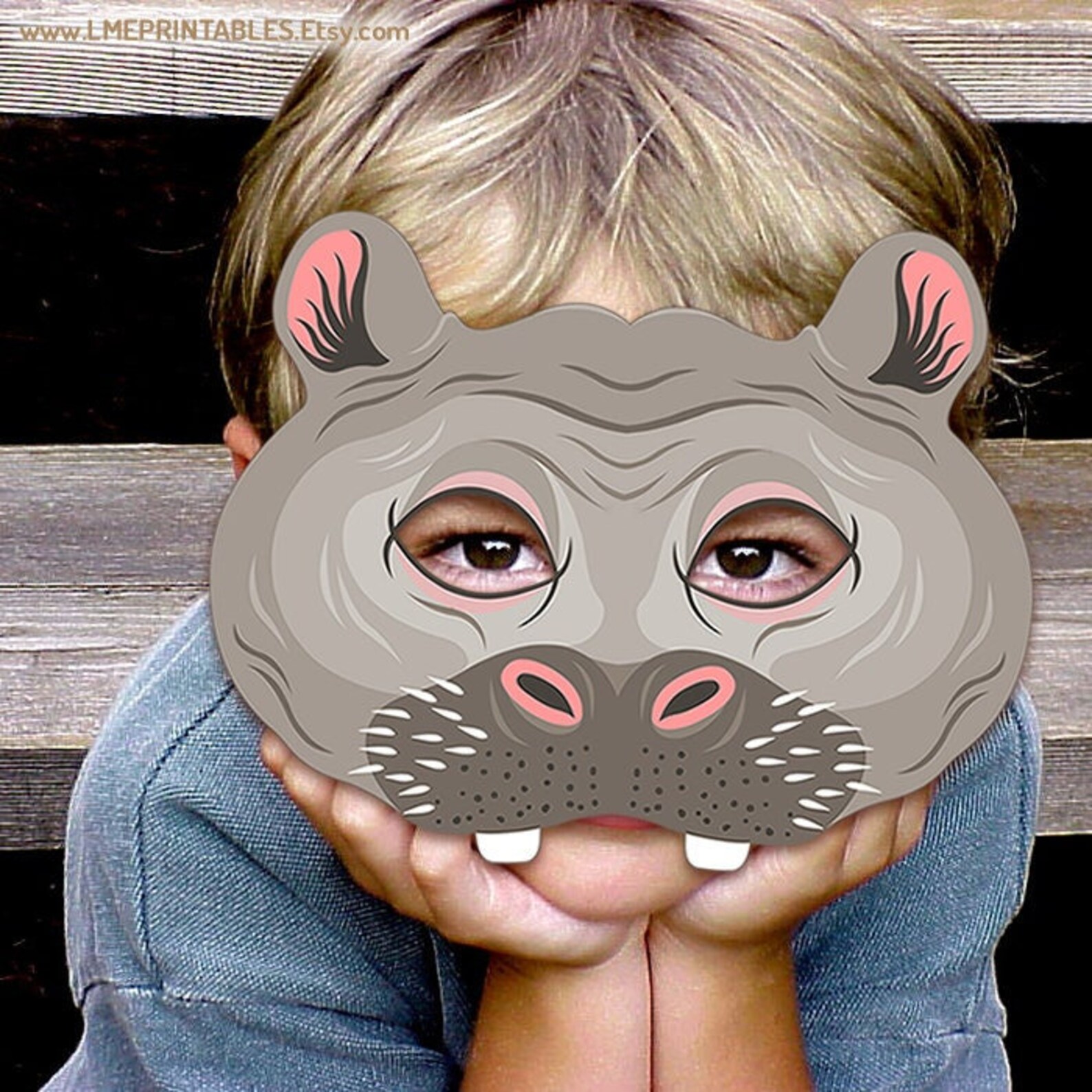 Hippo Printable Mask Hippopotamus Halloween Costume Pool Party | Etsy