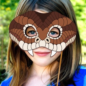 Snake Printable Mask DIY Costume Halloween Reptile Brown - Etsy