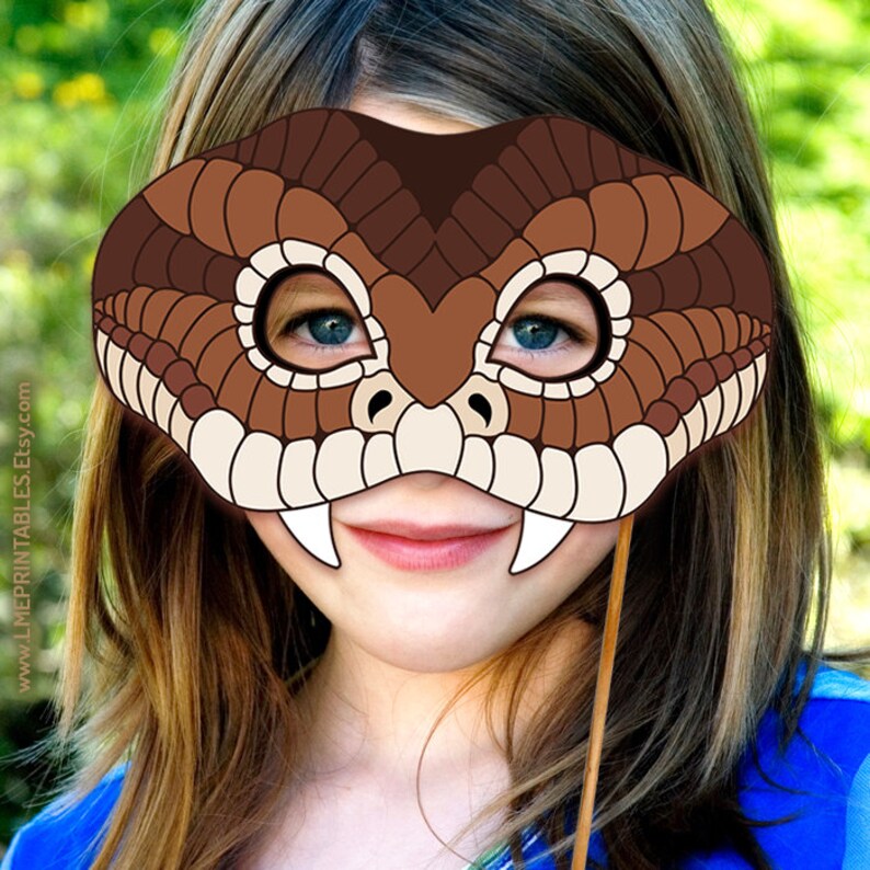 Snake Printable Mask DIY Costume Halloween Reptile Brown - Etsy