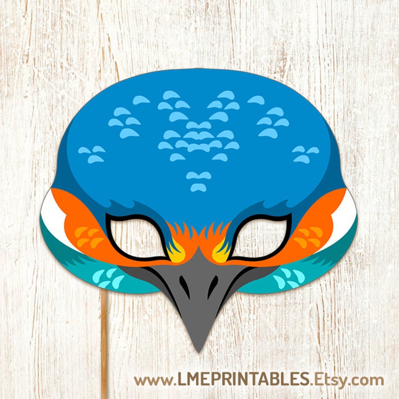 Kingfisher Bird Mask Printable Animal Masks Halloween Costume PDF Paper ...