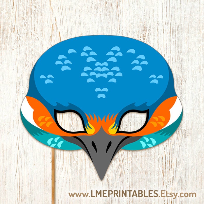 Kingfisher Bird Mask Printable Animal Masks Halloween Costume PDF Paper ...