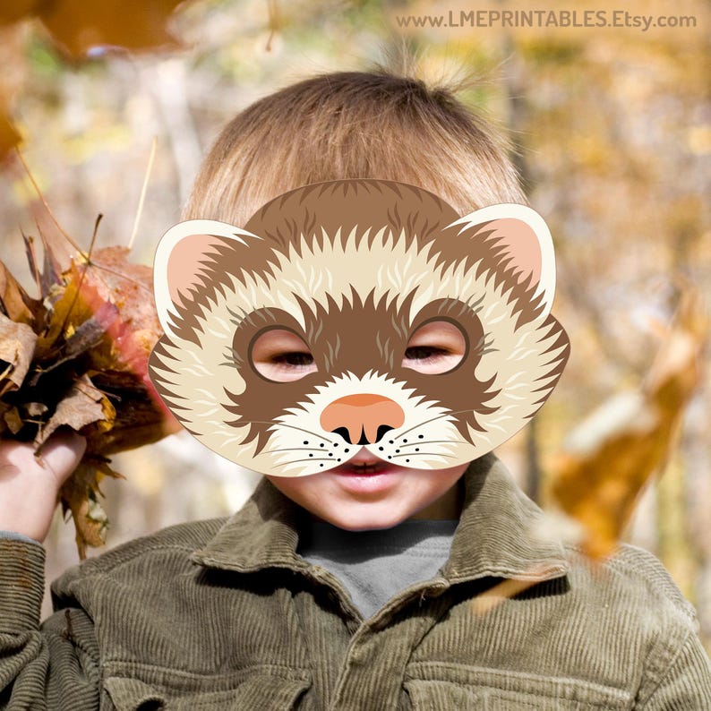 Ferret Mask Printable Weasel Halloween Costume Woodland Animal Party ...