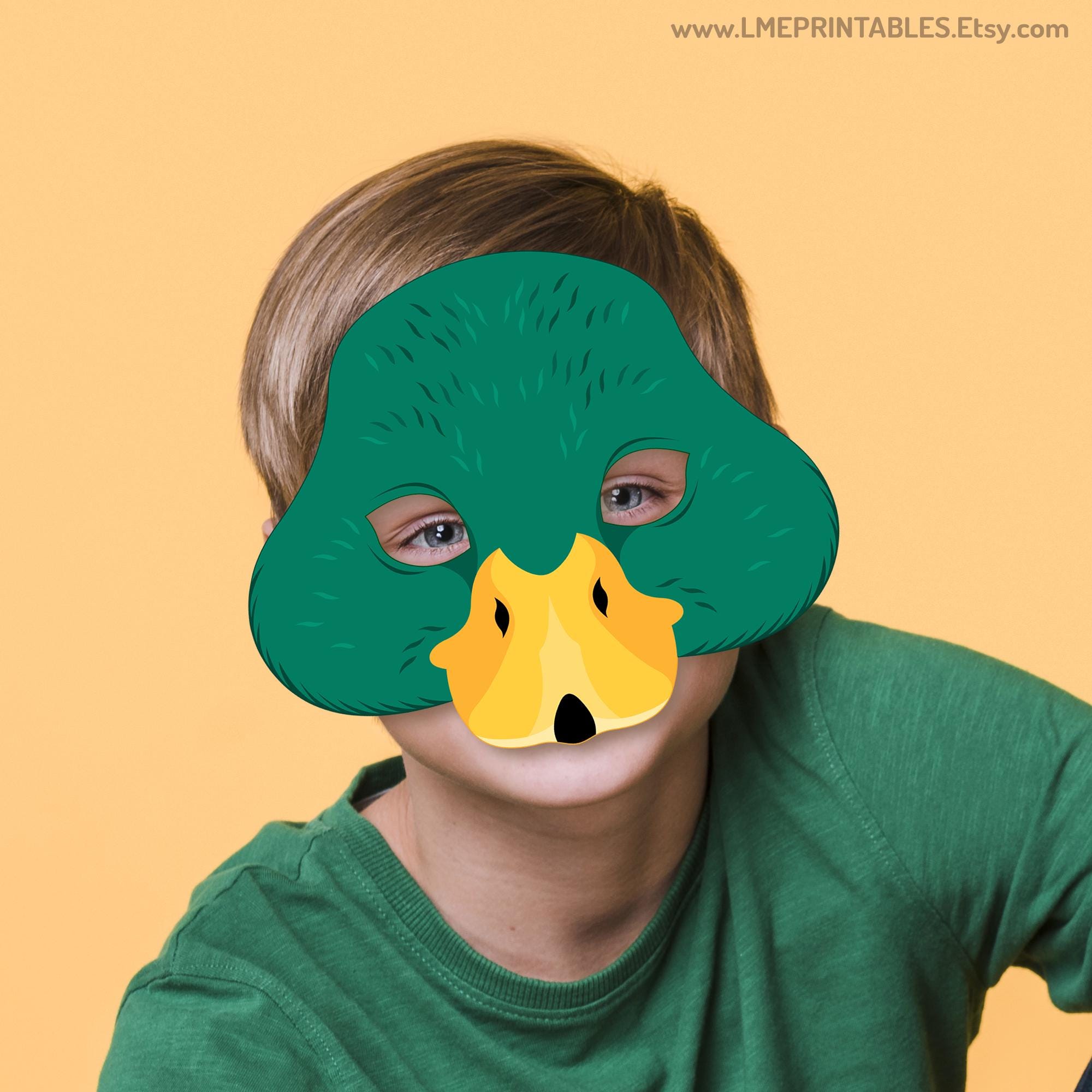 Duck Mask Printable Mallard Green Halloween Drake Costume Carnival ...