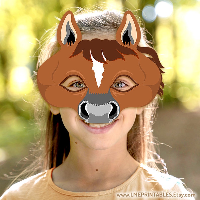 Horse Mask Printable Costume Foal Animal Farm Halloween Activity Cowboy ...
