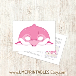 Pink Dolphin Printable Mask Halloween Costume Pool Party Sea Ocean ...