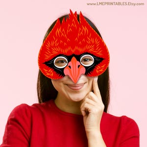 Cardinal Red Mask Printable Animal Bird Carnival Halloween Costume ...