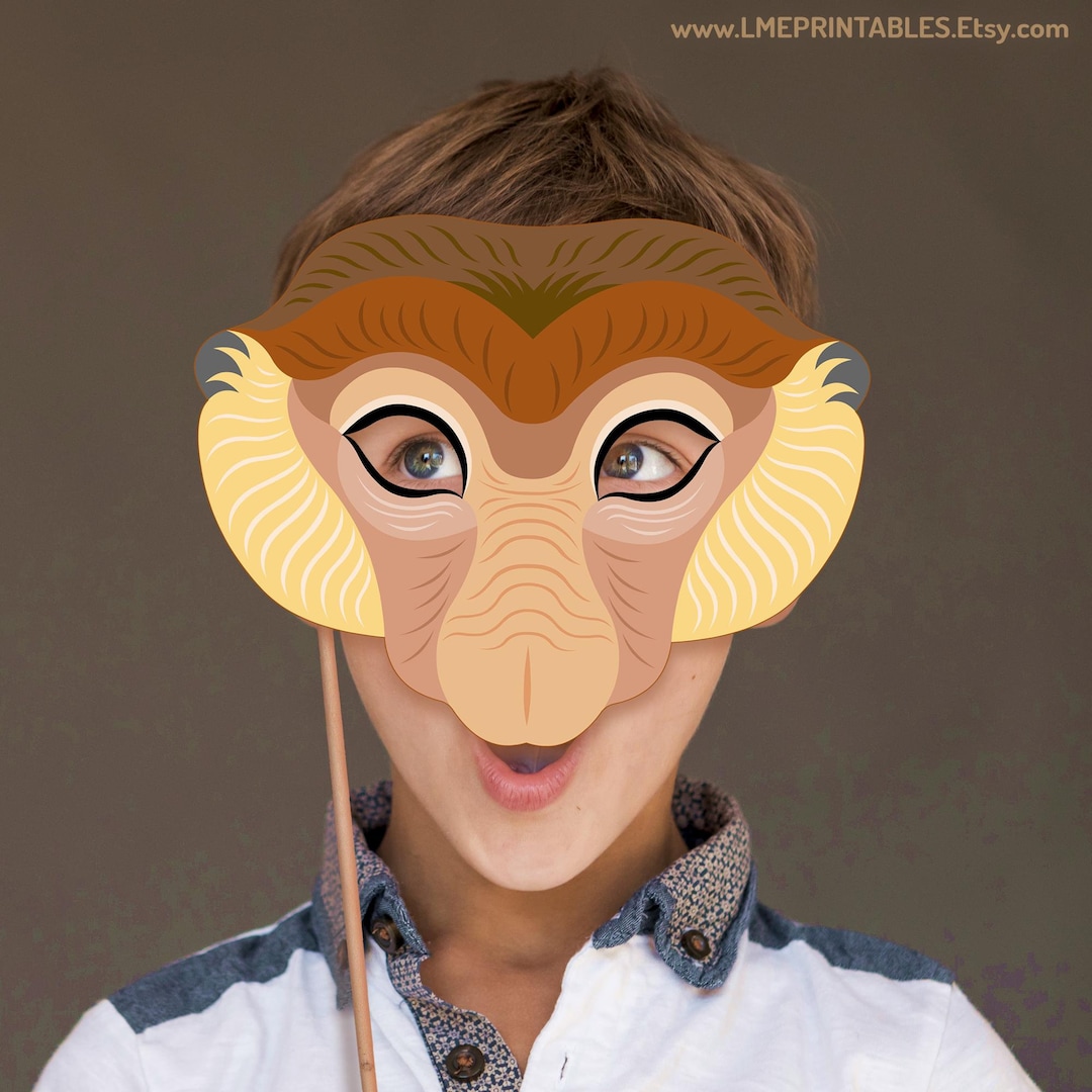 Proboscis Monkey Mask Printable Halloween Animal Costume Long-nosed ...