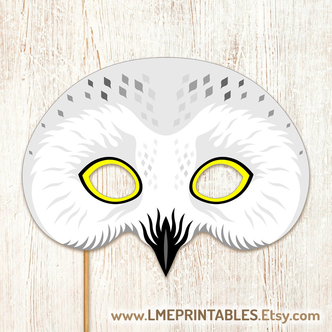 Snow Owl Mask Bird Printable Halloween Costume Party PDF Paper Craft ...