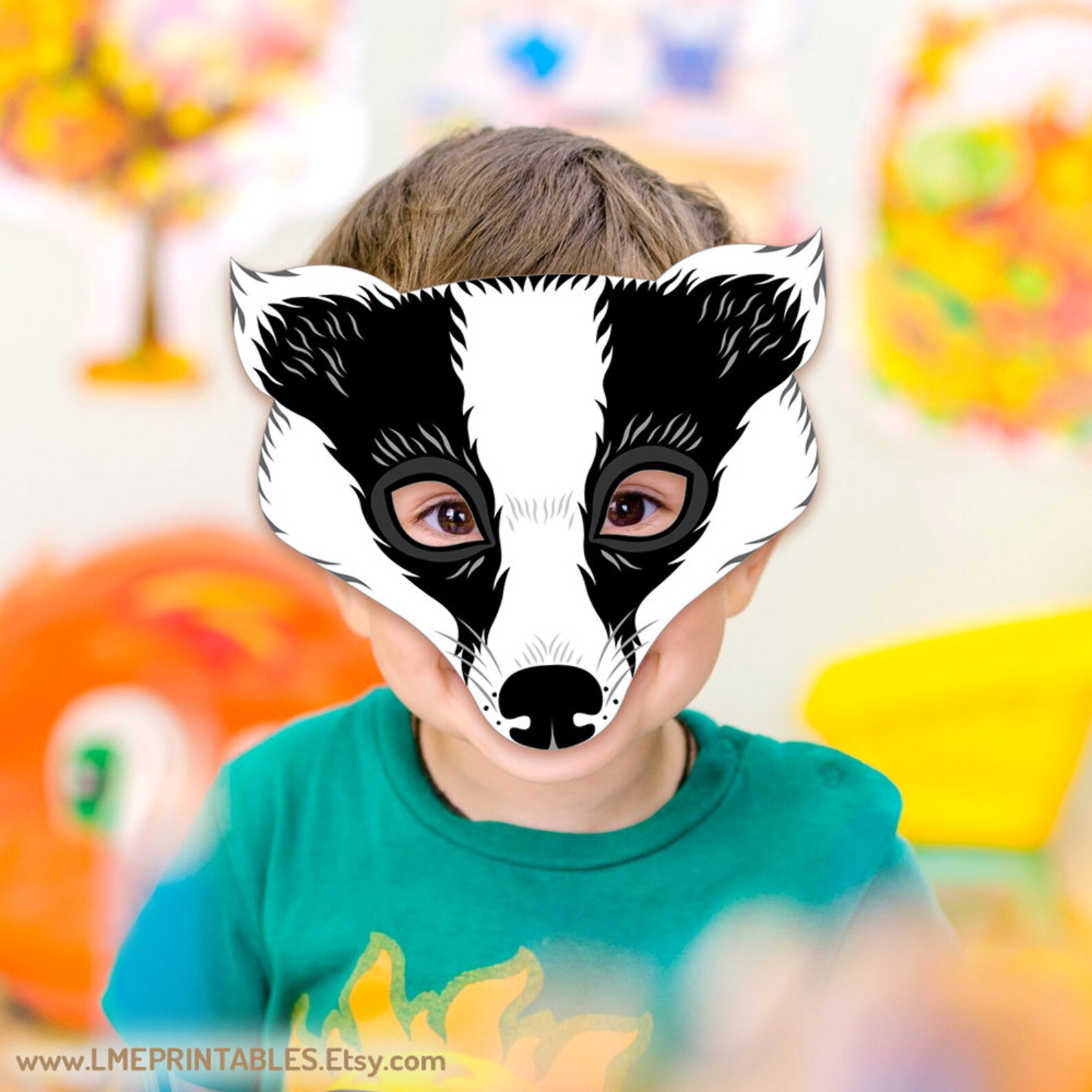 Badger Mask Printable Halloween Costume Animal Hufflepuff Woodland ...