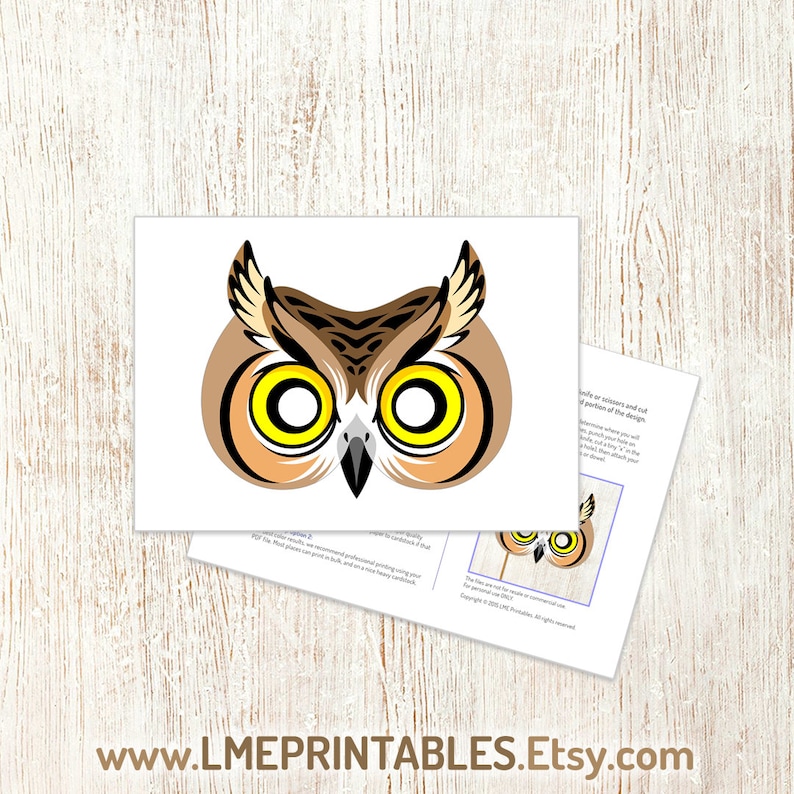 Owl Mask Bird Printable Great Horned Owl Halloween Costume Party Paper ...