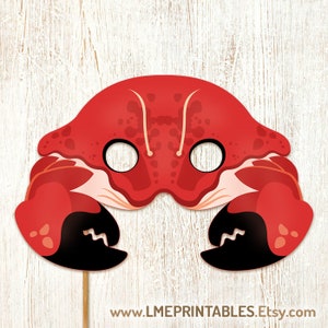 Crab Printable Mask Halloween Costume Animal Paper Masks - Etsy