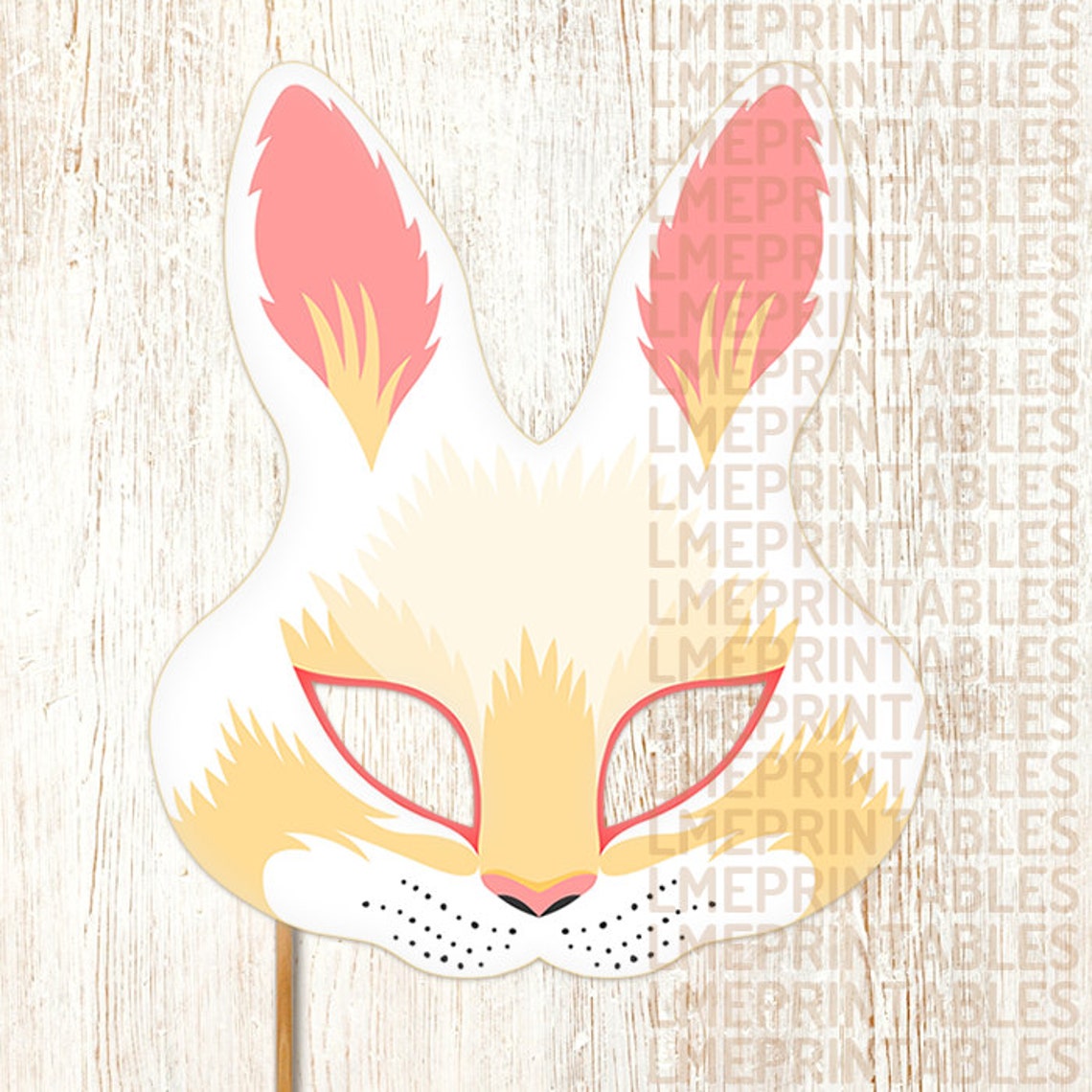 Rabbit Mask Printable Bunny Paper DIY Masks Animal White | Etsy