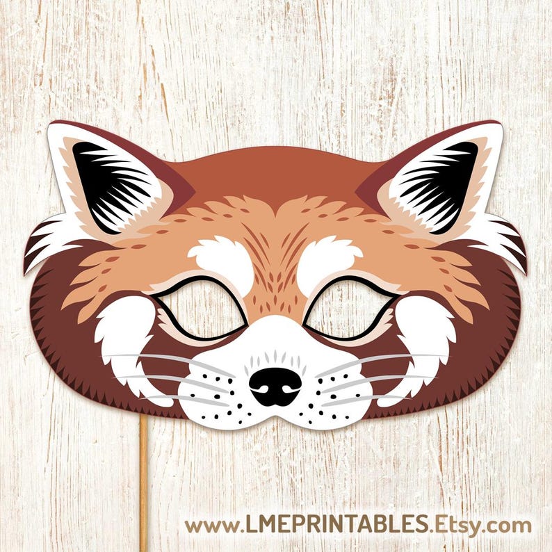 Red Panda Mask Printable Carnival Costume Asian Animal Paper Mask Party ...