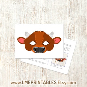 Cow Printable Mask Costume Halloween Brown Animal Farm Heifer - Etsy