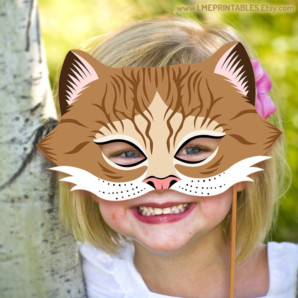 Tabby Cat Mask Printable Costume Halloween Party Favor Cute Face Kitten ...