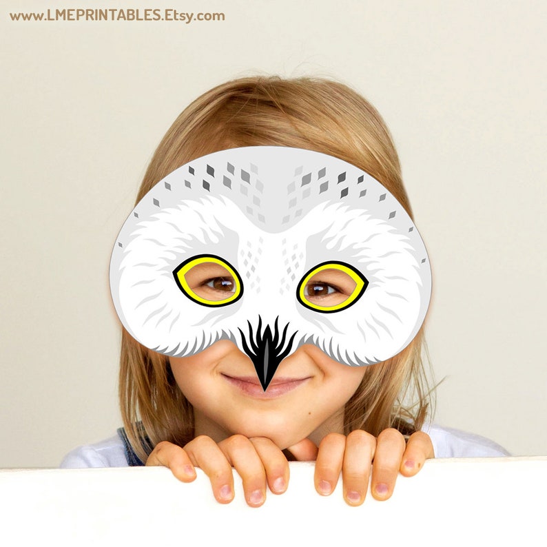 Snow Owl Mask Printable Bird Costume Halloween Forest Animal Party ...