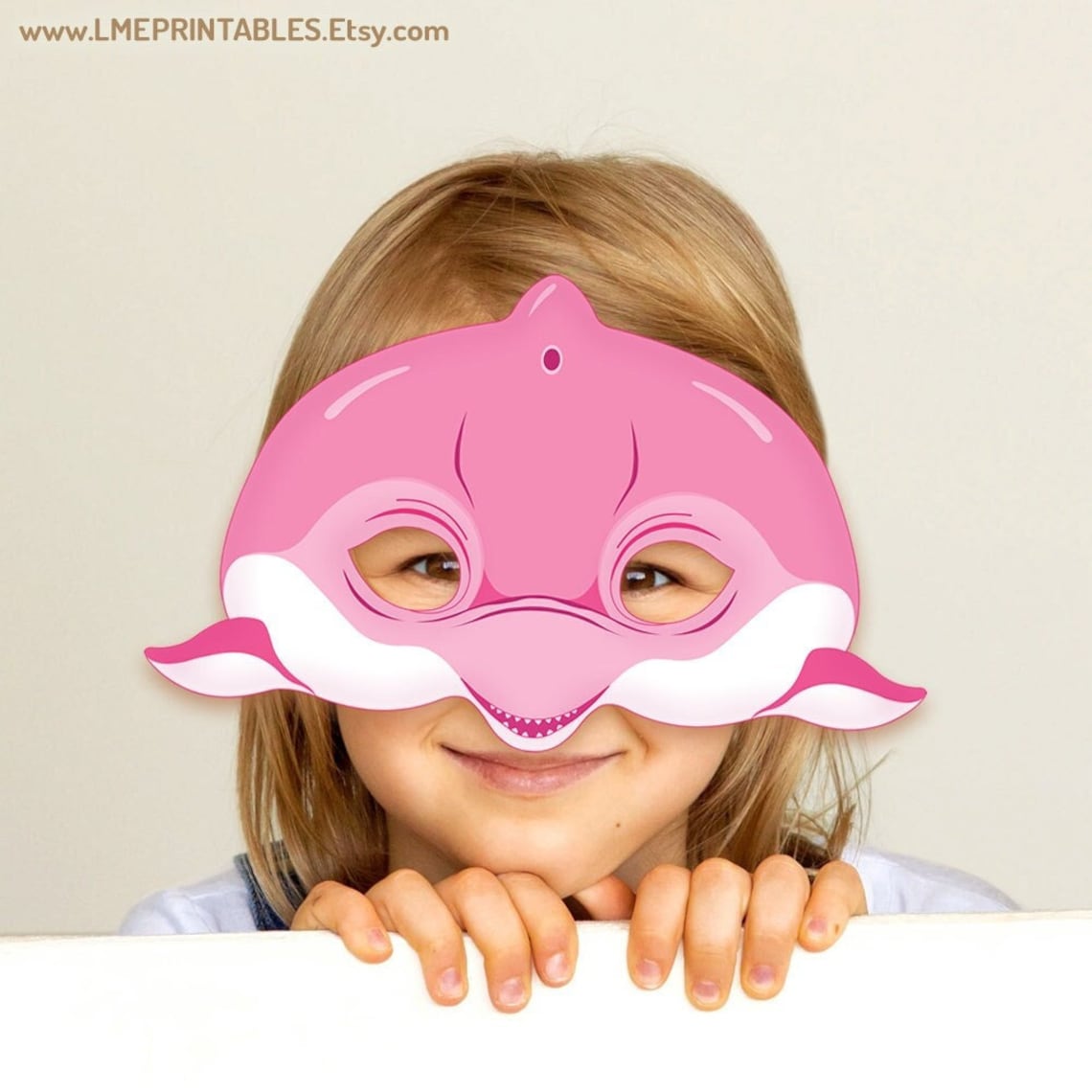 Pink Dolphin Printable Mask Halloween Costume Pool Party Sea - Etsy