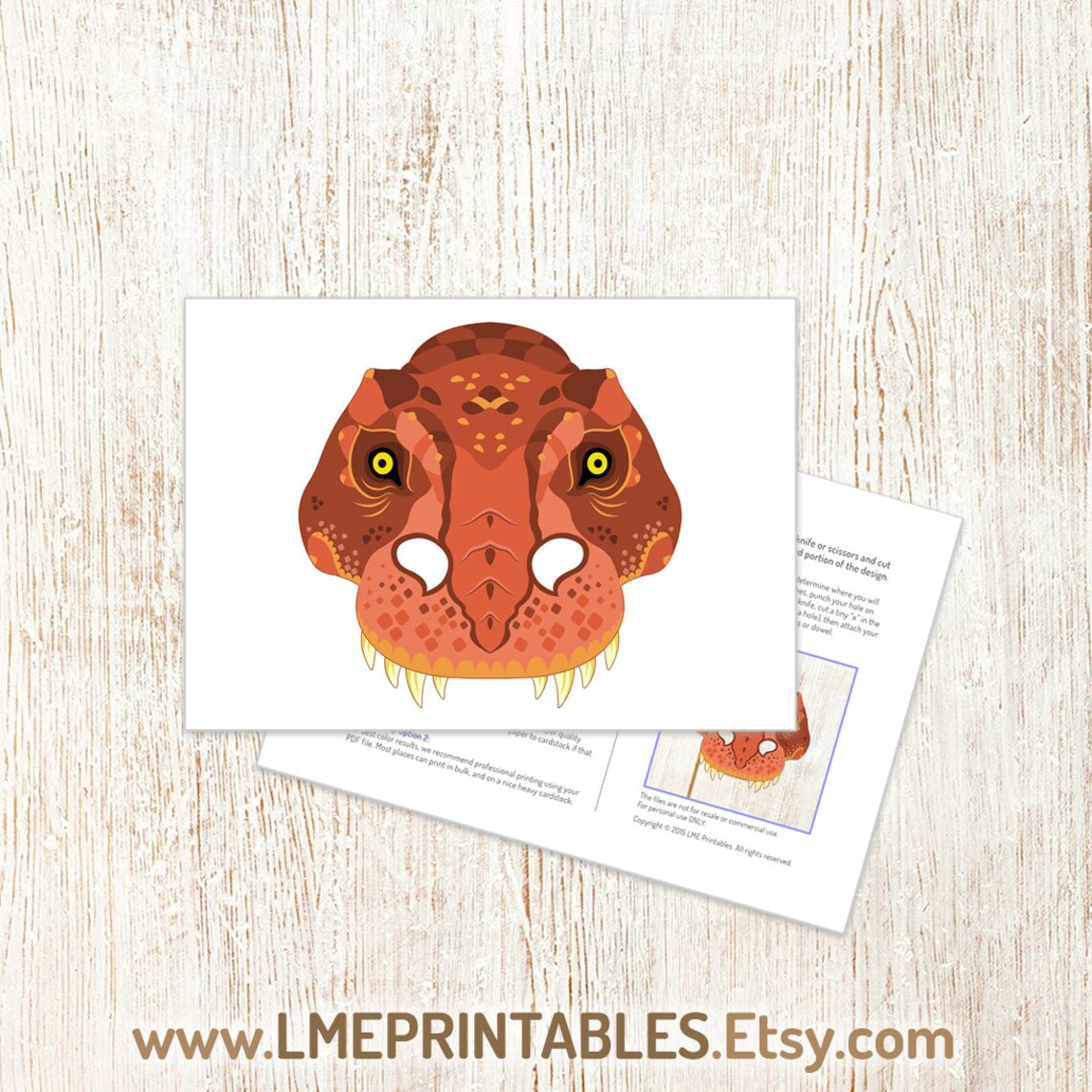 T-rex Mask Printable Dinosaur Halloween Dino Costume Animal ...