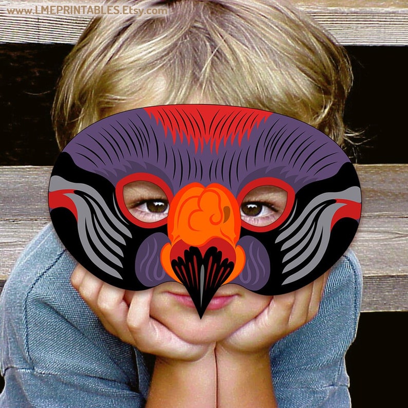 King Vulture Mask Printable Halloween Costume Animal Bird Prey Paper ...