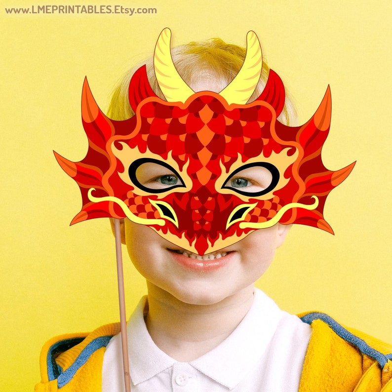 Red Dragon Mask Printable Zodiac Chinese New Year Easy Costume Party ...