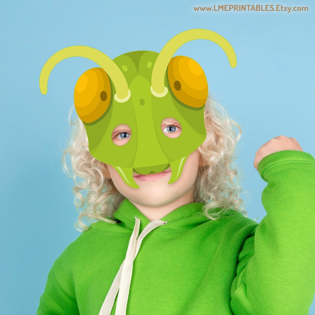 Grasshopper Mask Printable Insect Costume Bug Halloween Paper Craft ...