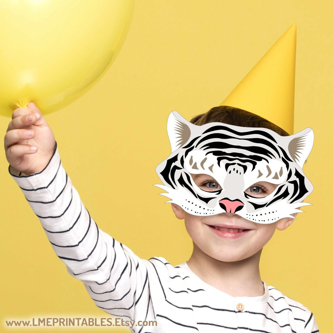White Tiger Mask Printable Halloween Siberian Animal Masks Costume Kid ...