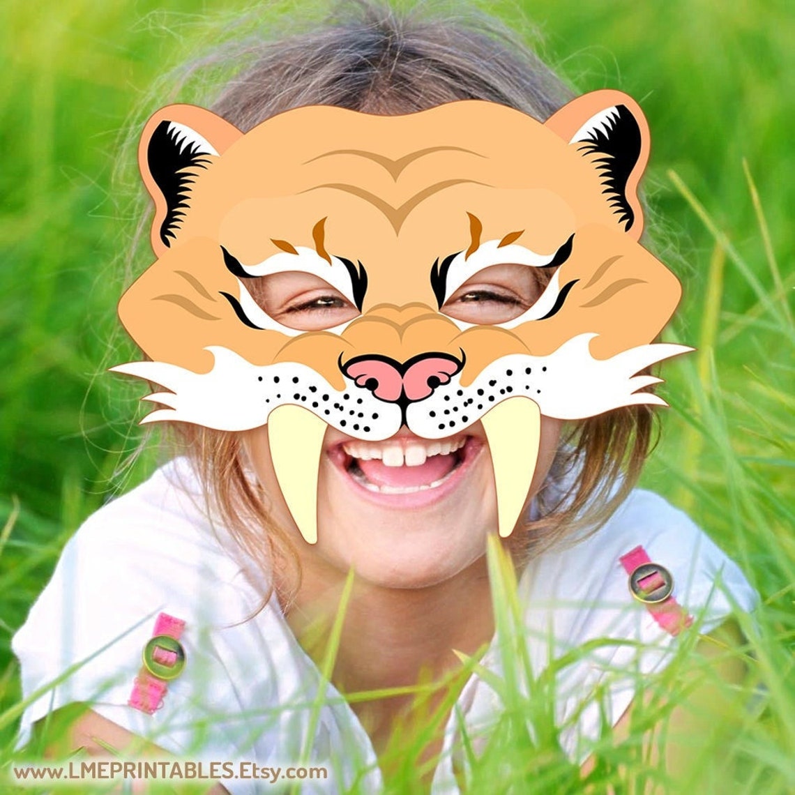 Smilodon Mask Printable Halloween Costume Sabertooth Tiger Prehistoric ...
