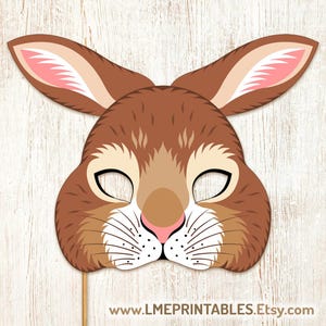 Brown Rabbit Printable Mask Hare Costume Animal Bunny Easter Activity ...