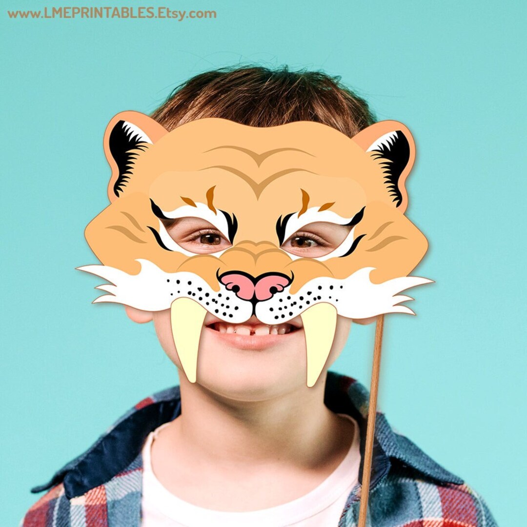 Smilodon Mask Printable Halloween Costume Sabertooth Tiger - Etsy