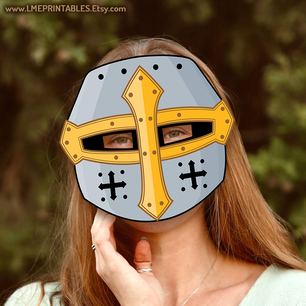 Medieval Helmet Mask Printable Halloween Knight Templar Crusader ...