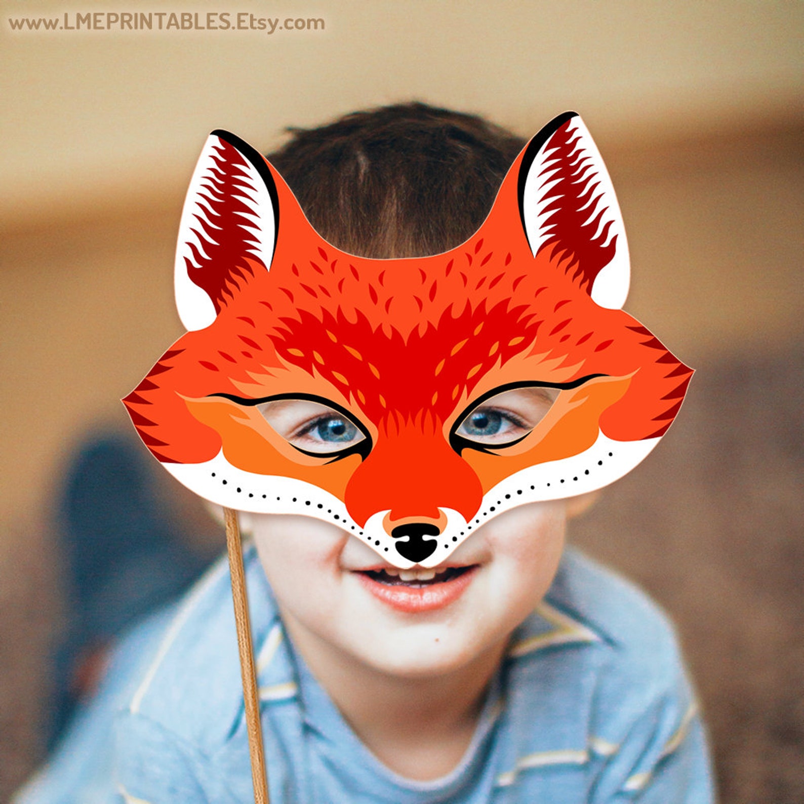 Red Fox Mask Printable Animal Costume Carnival Halloween Paper School ...