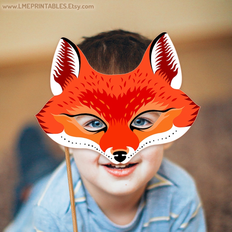 Red Fox Mask Printable Animal Costume Carnival Halloween Paper School ...