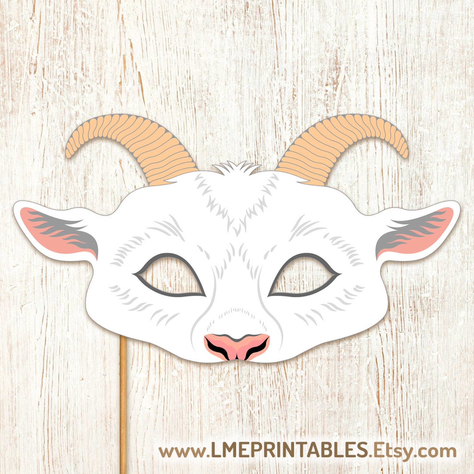 Goat Mask Printable Halloween Costume Nanny White Goat Animal Farm ...
