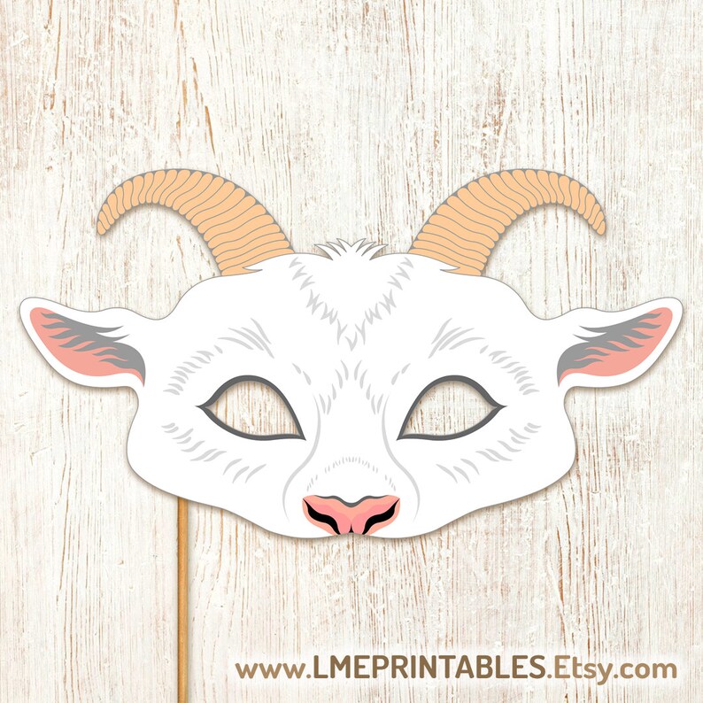 Goat Mask Printable Halloween Costume Nanny White Goat Animal Farm ...