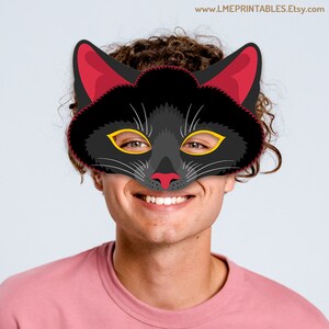 Black Cat Mask Printable Halloween Party Costume Pet Animal Pattern ...