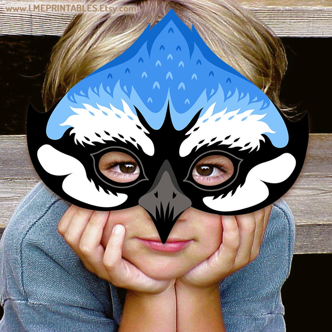 Blue Jay Bird Mask Printable Animal Masks Halloween Costume - Etsy