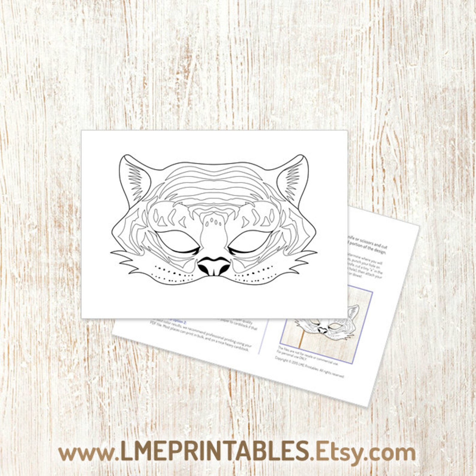Tiger Coloring Mask Printable Animal Costume Masks Zodiac - Etsy