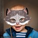 Tabby Cat Mask Grey Printable Halloween Costume Cheshire Gray Animal ...