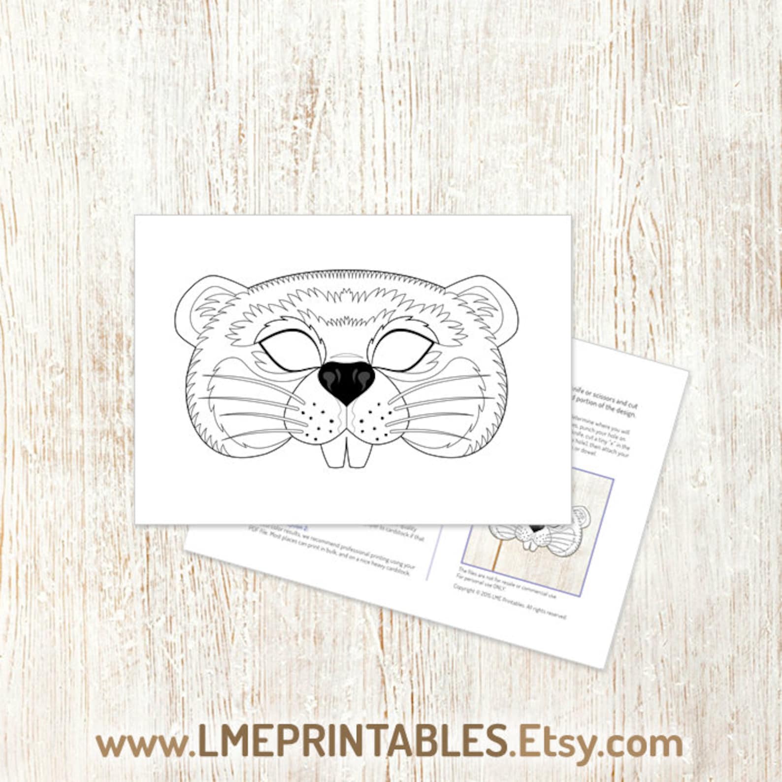 Beaver Coloring Mask Printable Halloween Costume Colouring Castor ...