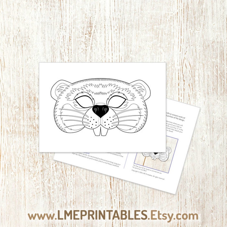 Beaver Coloring Mask Printable Halloween Costume Colouring Castor ...