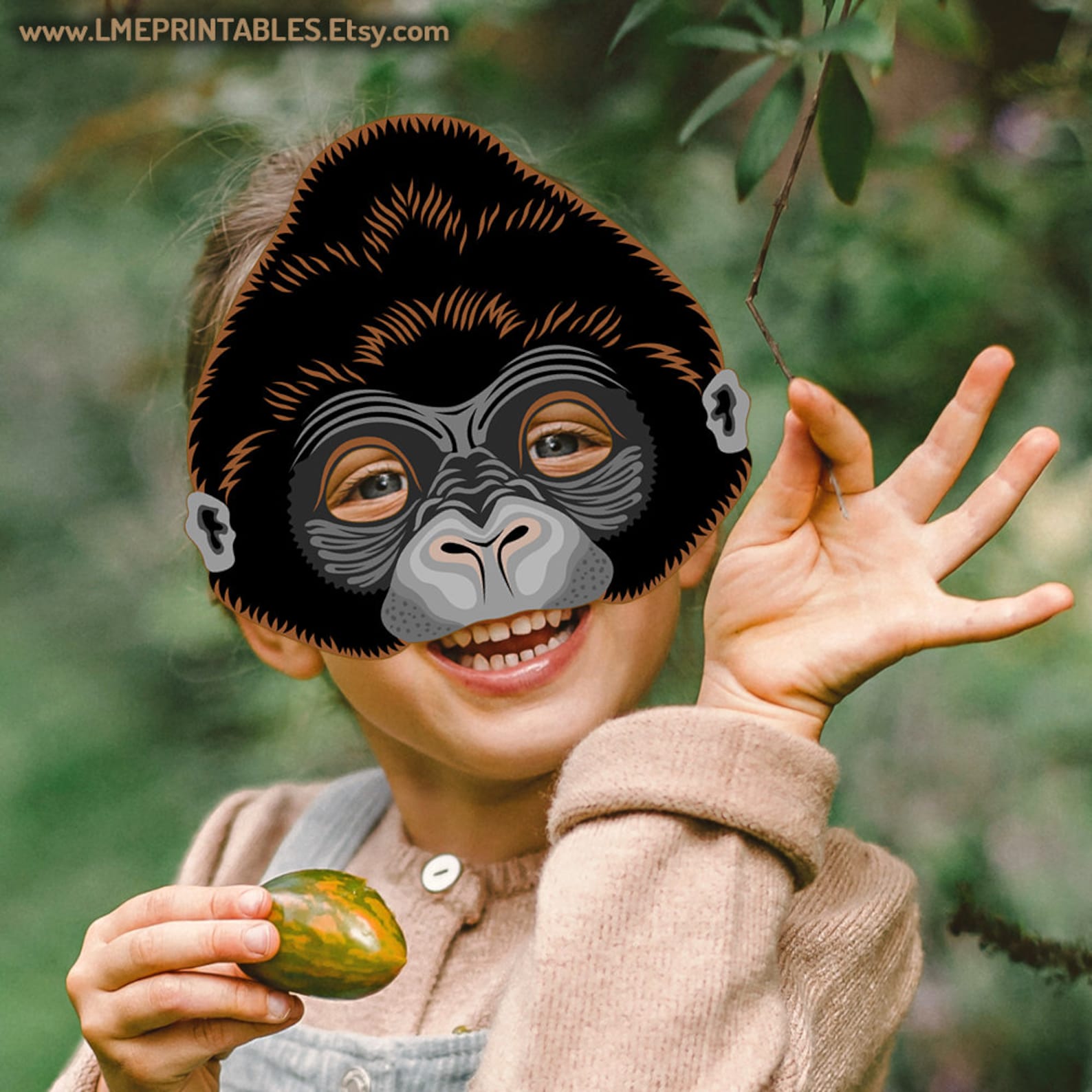 Gorilla Printable Mask DIY Costume Animal Monkey Johnny Sing PDF King ...