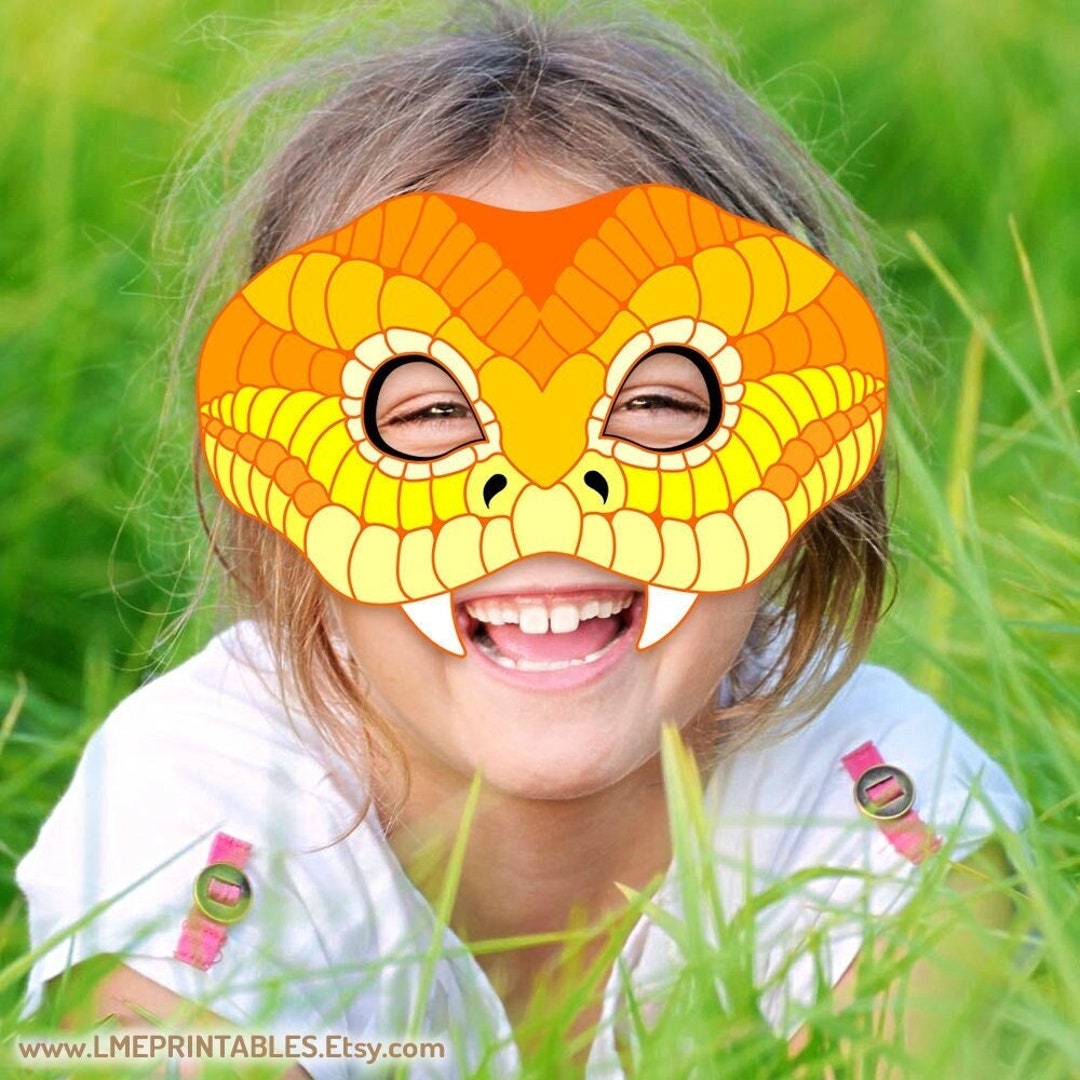 Yellow Orange Snake Printable Mask Halloween Costume Reptile Lizard ...