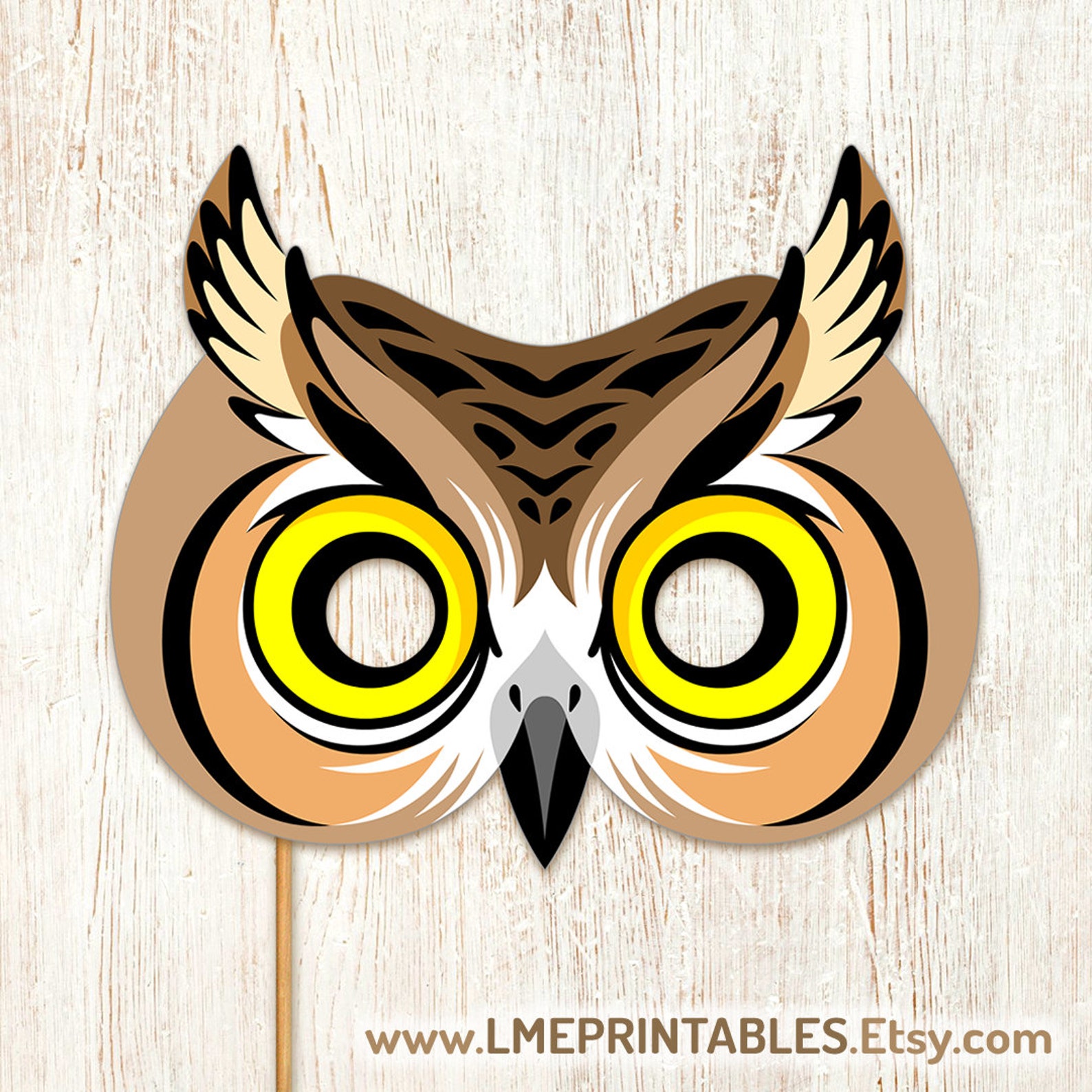 Owl Mask Bird Printable Great Horned Owl Halloween Costume Party Paper ...