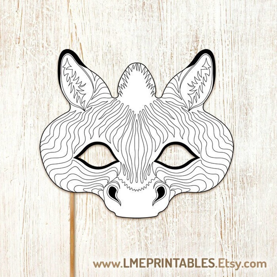Zebra Coloring Mask Printable Halloween Costume DIY Safari Jungle ...