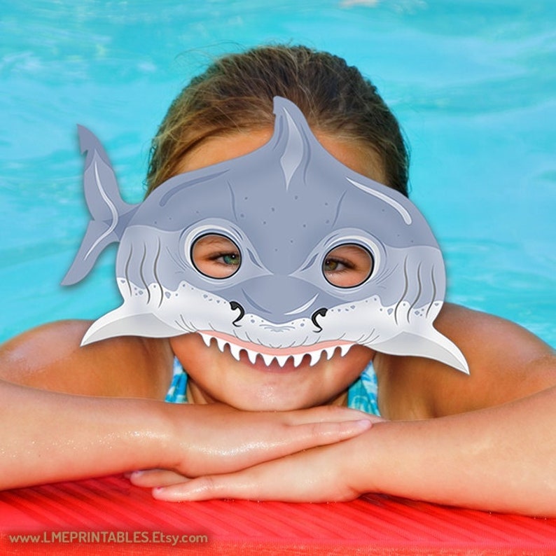 Shark Printable Mask Halloween Costume Fish Pool Party Beach - Etsy