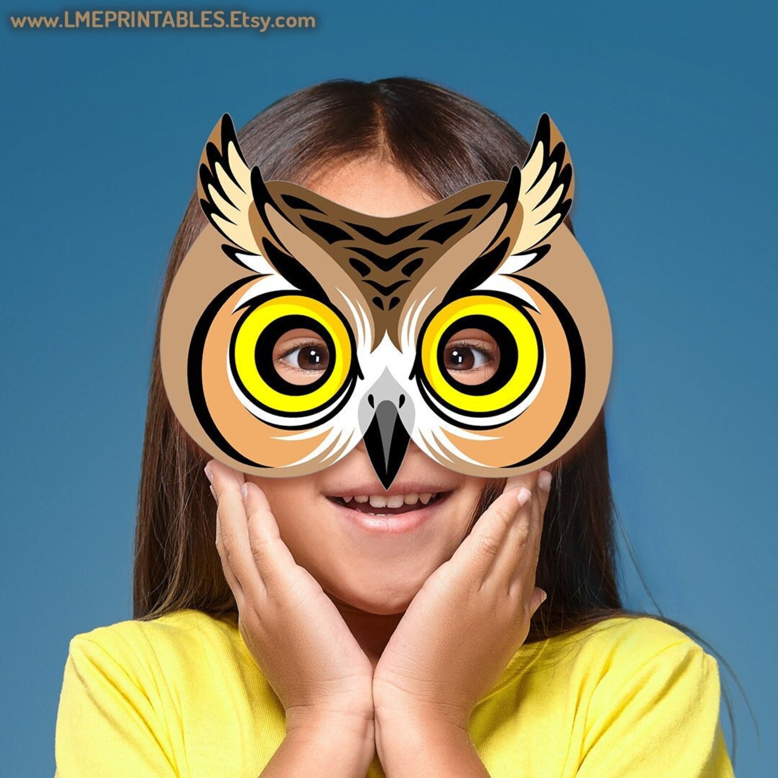 Owl Mask Printable Great Horned Owl Costume Bird Halloween Paper Craft ...