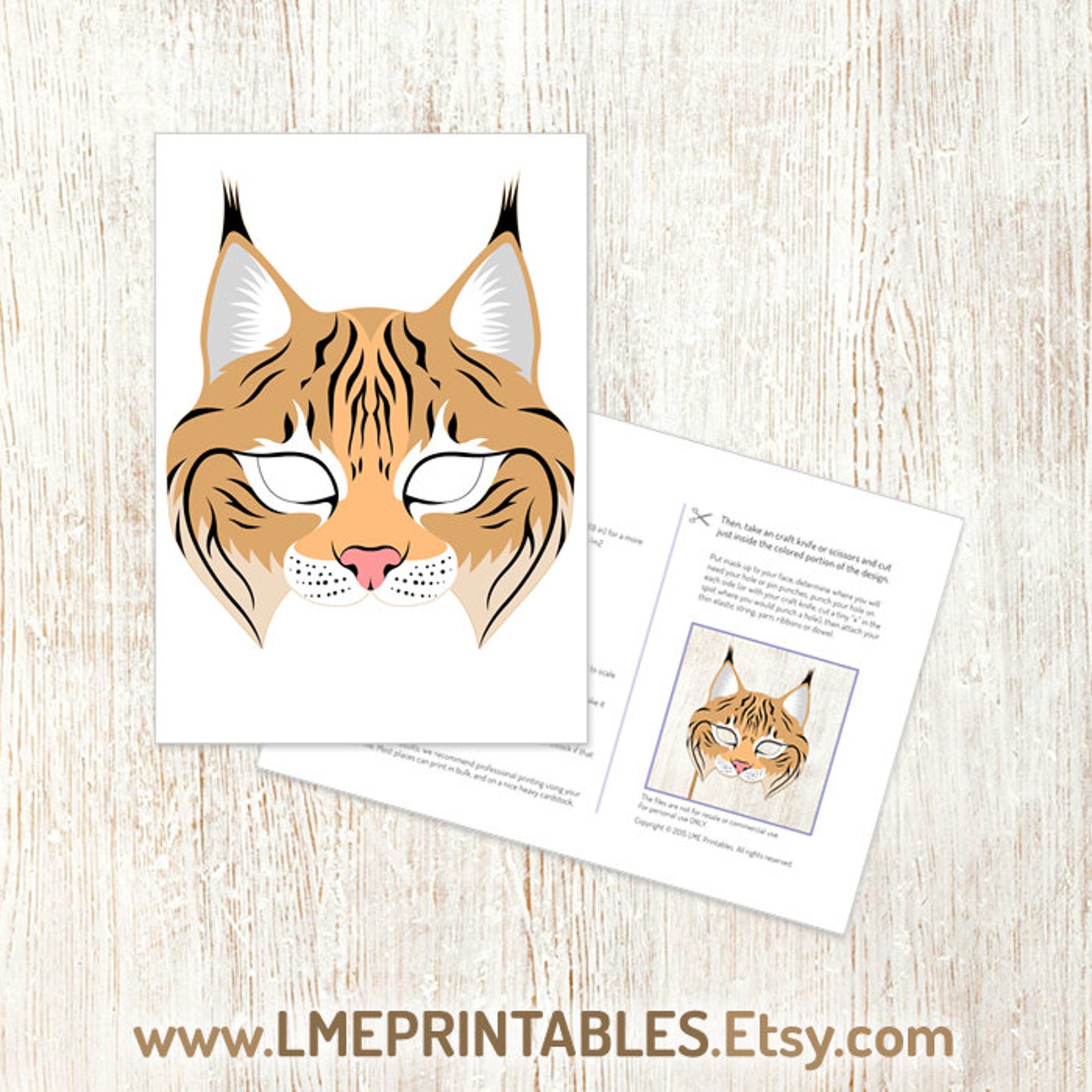 Lynx Mask Printable Halloween Animal Child Jungle Safari Mask Birthday ...