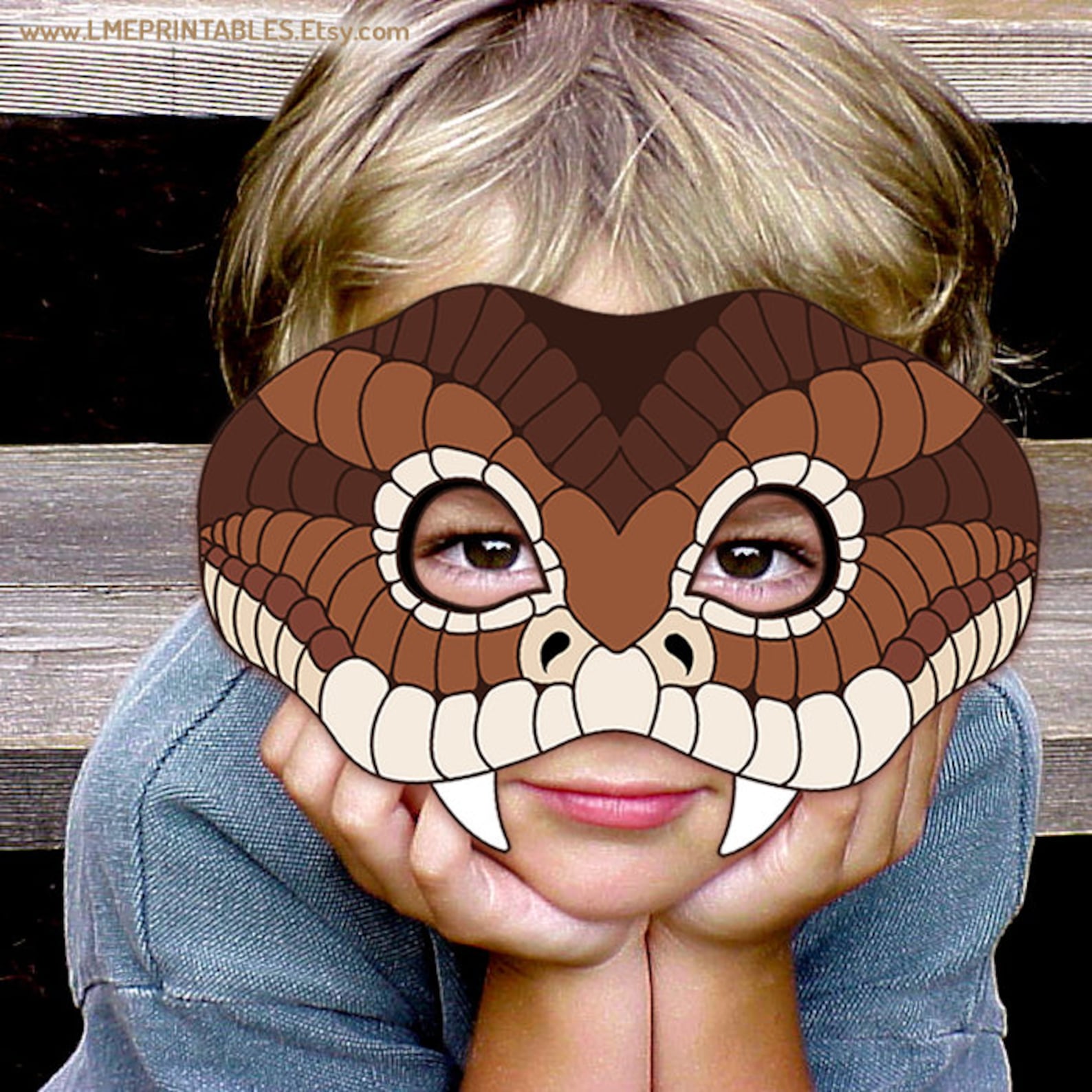 Snake Printable Mask DIY Costume Halloween Reptile Brown - Etsy